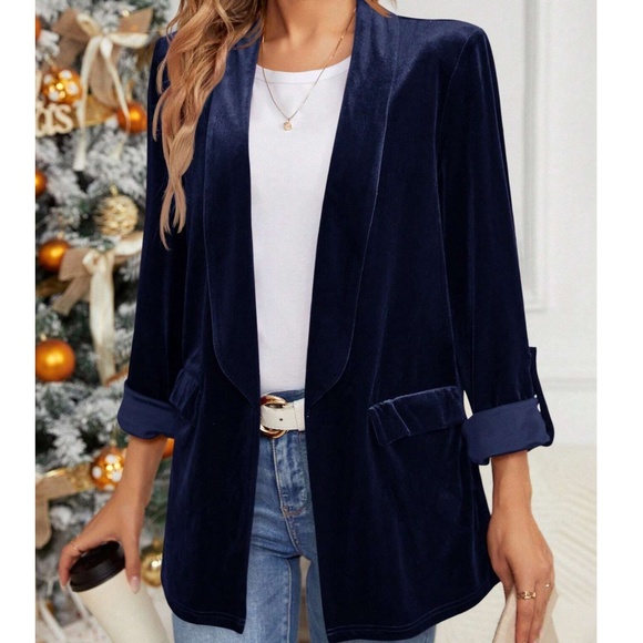 BellanBlue | Jackets & Coats | Classic Open Front Velvet Cuff Sleeve ...